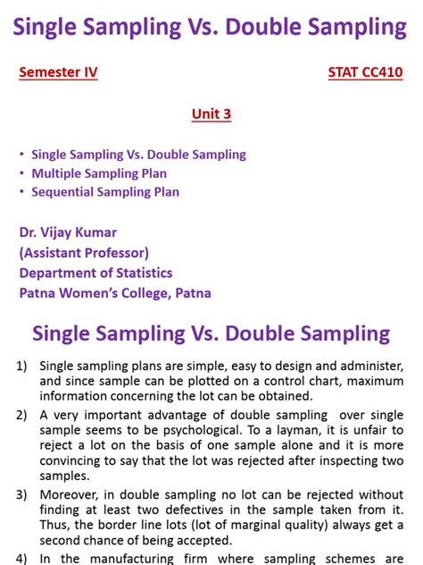 Single Sampling Vs Double Sampling Pdf Sampling Statistics