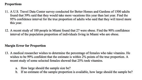 Solved Proportions 11 A U S Travel Data Center Survey