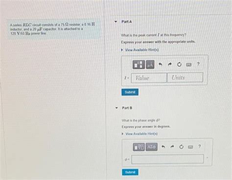 Solved A Series Rlc Circuit Consists Of A 75Ω Resistor A