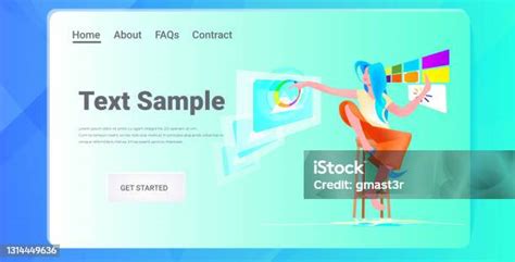 웹 사이트 사용자 인터페이스 그래픽 디자인을 만드는 그래픽 편집기 여성의 그림 예술가에 대한 스톡 벡터 아트 및 기타 이미지