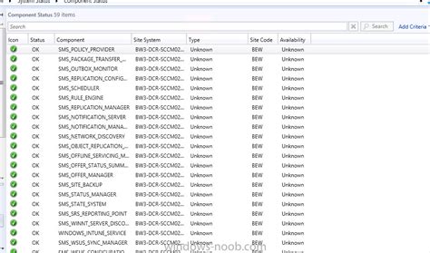 Component Status Type And Availability Both Unknown Configuration Manager 2012 Windows