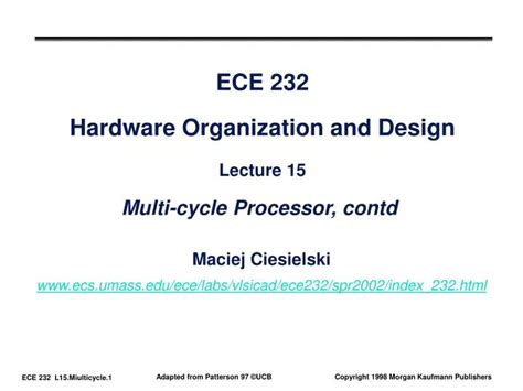 PPT ECE Hardware Organization And Design Lecture Multi Cycle Processor Contd
