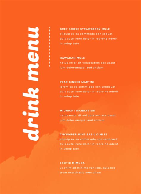 Menus Existing 25 Customizable Menu Template Shutterstock