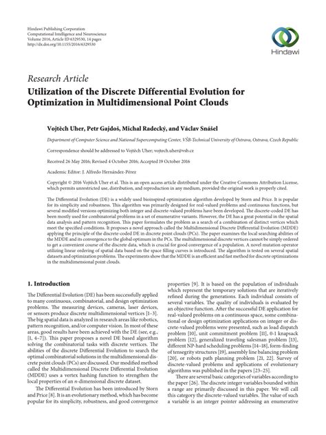 Pdf Utilization Of The Discrete Differential Evolution For