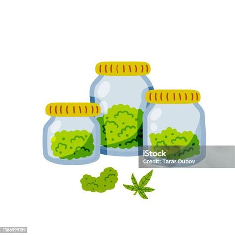 대마초의 항아리 녹색 잡초 의료 용 마리화나와 유리 제품 마리화나 대마초에 대한 스톡 벡터 아트 및 기타 이미지 마리화나 대마초 항아리 Thc Istock