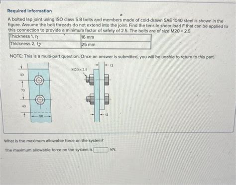 solved required information a bolted lap joint using iso
