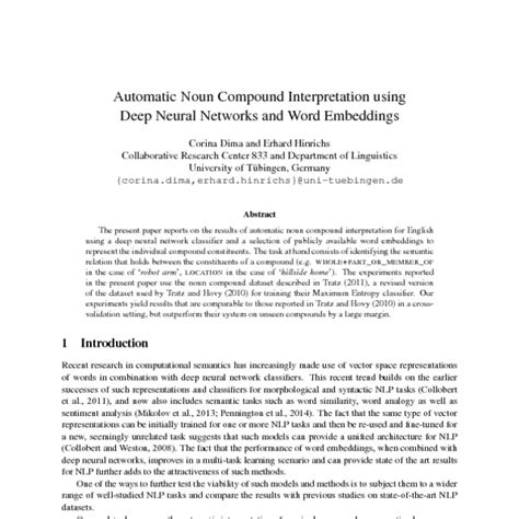 Automatic Noun Compound Interpretation Using Deep Neural Networks And Word Embeddings Acl