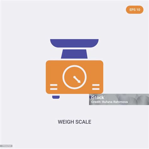 2 색상 계량 스케일 개념 벡터 아이콘입니다 파란색과 주황색 으로 디자인 된 격리 된 두 가지 색상 계량 벡터 기호 기호는 웹 모바일 및 로고에 사용할 수 있습니다 Eps