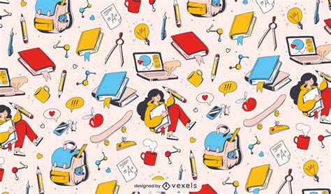 Back To School Studying Pattern Design Vector Download
