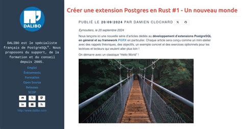 Créer Une Extension Postgres En Rust 1 Un Nouveau Monde Dalibo