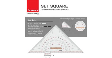 უნივერსალური სამკუთხა სახაზავი პროტრაქტორი Isomars 25სმ · საკანცელარიო
