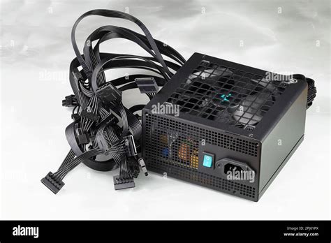 Modern Power Supply Unit Psu For Pc Computer Or Workstation Isolated On Reflection Surface