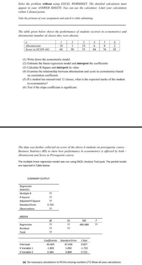 Solve The Problem Without Using Excel Worsheet The