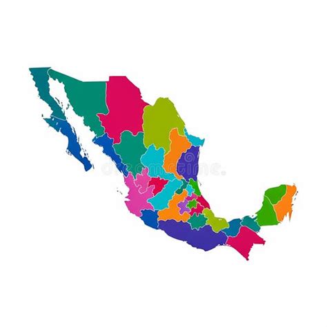 Colorful Map Of Mexico With States Stock Illustration Illustration Of