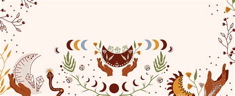 보헤미안 스타일의 배너는 달 신비로운 뱀 태양 꽃 나뭇잎을 들고 있는 손입니다 미니멀리스트 보호 디자인은 포스터 카드에