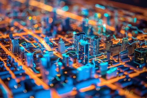 Premium Photo A Holographic Map For Navigating A City With Realt