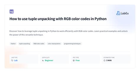 How To Use Tuple Unpacking With Rgb Color Codes In Python Labex