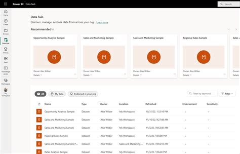 semantic model discovery for business users using the onelake data hub