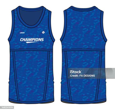 민소매 탱크 탑 농구 저지 조끼 디자인 플랫 스케치 일러스트 레이 션 템플릿 추상 인쇄 스포츠 저지 개념 남성과 여성 배구 저지 및 배드민턴 키트에 대한 전면 및 후면보기