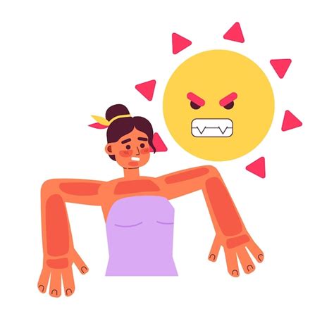 premium vector sunburn redness flat concept vector spot illustration