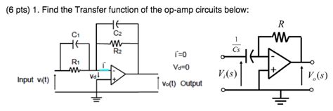 Solved Find The Transfer Function Of The Op Amp Circuits