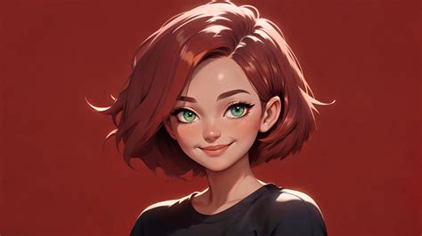 Portrait Of Anime Girl On Red Background · 1920x1080 Full Hd Free Photo