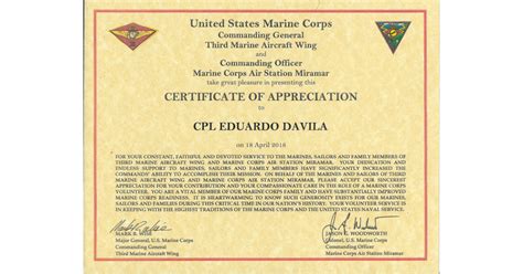 Certificate Of Commendation Usmc Template At Tanscarletteblog Blog