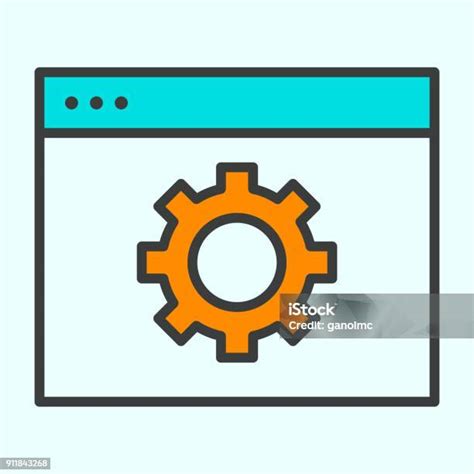 컴퓨터 설정 라인 아이콘입니다 기어 벡터 간단한 최소 96 X 96 그림 개념에 대한 스톡 벡터 아트 및 기타 이미지 개념