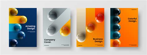 기하학적 책 표지 A4 벡터 디자인 컨셉 세트 여러 가지 색의 3d 구 엽서 그림 번들 A4 용지에 대한 스톡 벡터 아트 및 기타 이미지 A4 용지 개념 개체 그룹