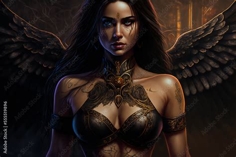 Portrait Of A Fantasy Dark Female Warrior Fantasy Illustration Image