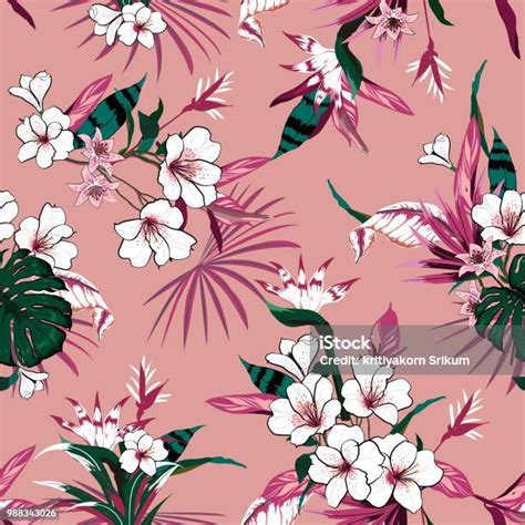 이국적인 숲 원래 세련 된 꽃 배경 인쇄 밝은 벡터 완벽 한 아름 다운 예술 신선한 열 대 백색 꽃 패턴 0명에 대한 스톡 벡터 아트 및 기타 이미지 Istock