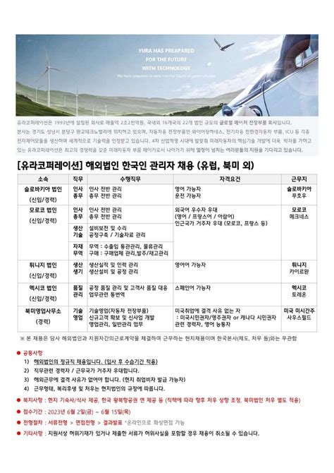 유라코퍼레이션 해외법인 한국인 관리자 채용 유럽 북미 외 공모전 대외활동 링커리어