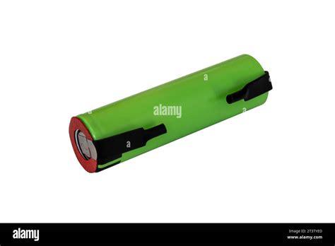 Green 18650 Battery Lithium Ion 3 7v Rechargeable Solder Pad Isolated On White Background Stock