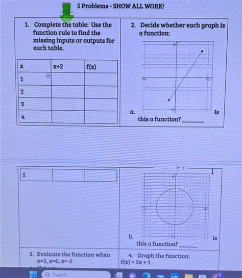Solved 5 Problems SHOW ALL WORK Complete The Table Use Chegg