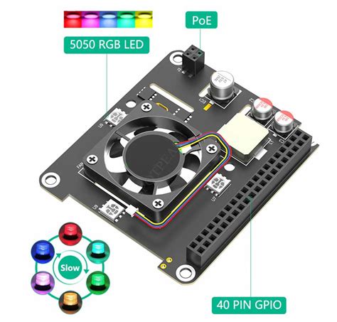 raspberry pi 5 poe power over ethernet 802 3af at for pi5 onboard fan rgb led