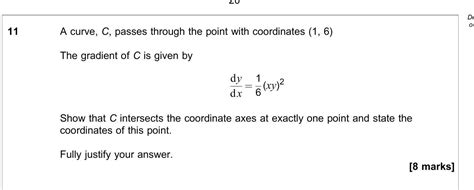 A Level Aqa Maths Pure 72 Applications Of Differentiation A Curve C Passes Through The P