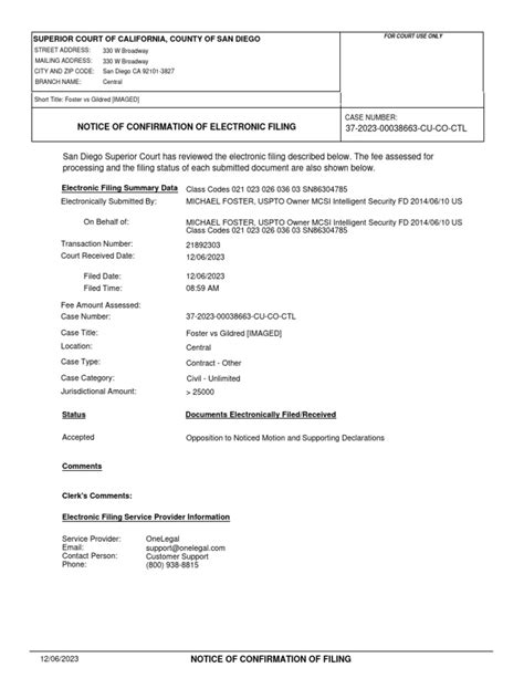 Notice Of Confirmation Of Filing Sd Gildred Pdf Justice Crime And Violence