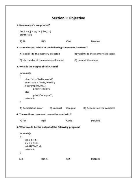 section i objective 1 how many x s are printed pdf c programming language pointer