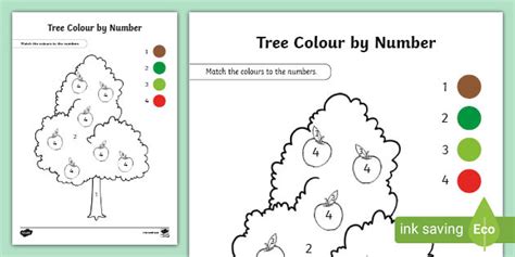 Free Tree Colour By Number Teacher Made