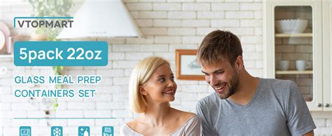 Vtopmart 5pack 22oz Glass Storage Containers With Lids Glass Meal Prep Food