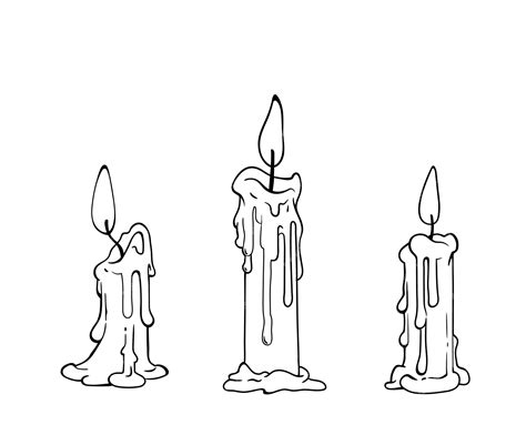 Premium Vector Set Of Three Simple Drawings Of Candles