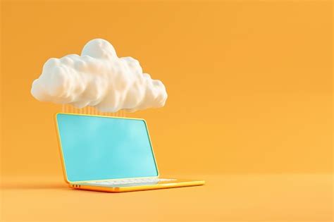 Premium Photo Laptop And Cloud Storage In The Concept Of Remote Work And Data Synchronization
