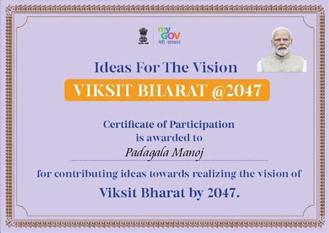 Padagala Manoj On Linkedin Viksitbharat Mygovindia Mygov