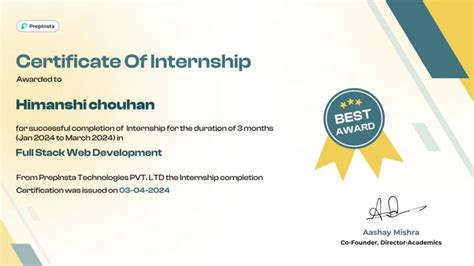 Himanshi Chouhan On Linkedin Fullstackinternship Prepinsta