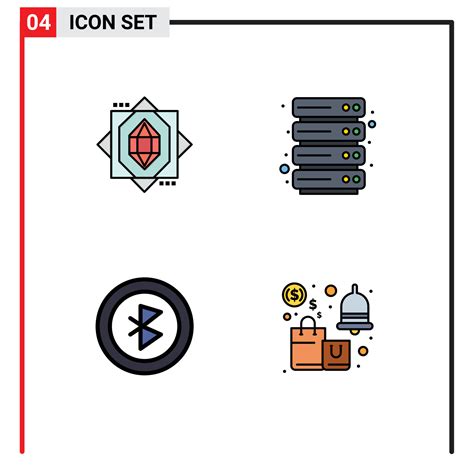 Set Of 4 Modern Ui Icons Symbols Signs For Core Alert Cloud Bluetooth