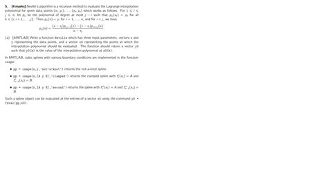 5 [4 marks] neville s algorithm is a recursive