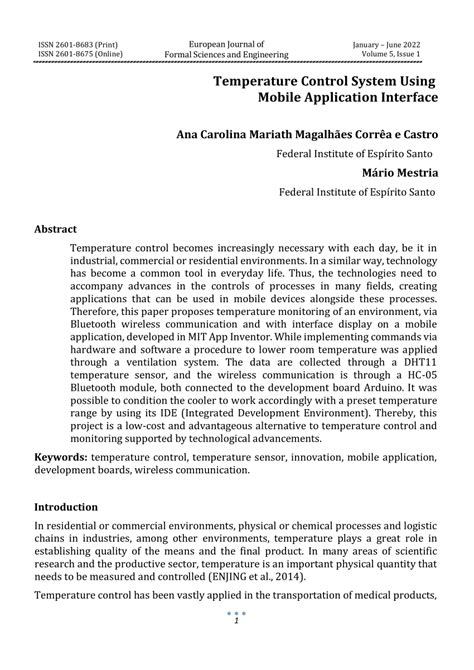 PDF Temperature Control System Using Mobile Application Interface
