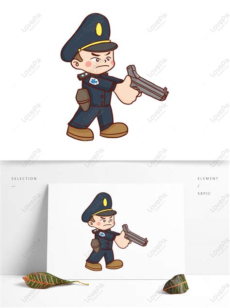 총을 들고 경찰관 디자인 그리기 만화 손 일러스트 Png 및 벡터 이미지 무료 다운로드 Lovepik