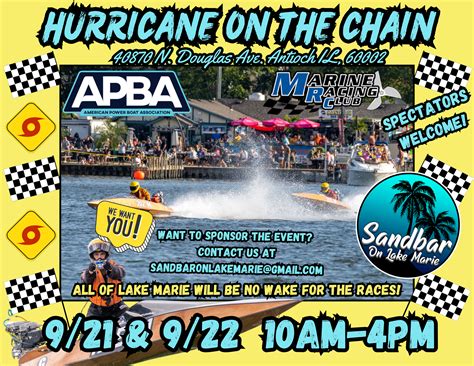 Reminder Hurricane On The Chain September 21 And 22 2024 10am 5pm Lake Marie No Wake Fox