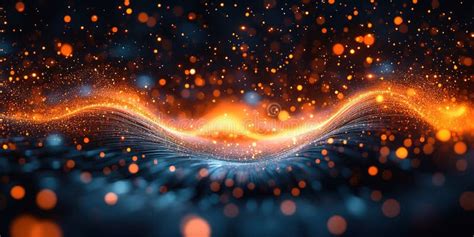 Dynamic Wave Of Shimmering Particles In Vibrant Orange And Blue Colors Creating A Mesmerizing